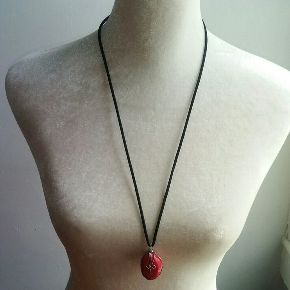 Jewelry | Red Natural Stone Pendant Necklace | Poshmark